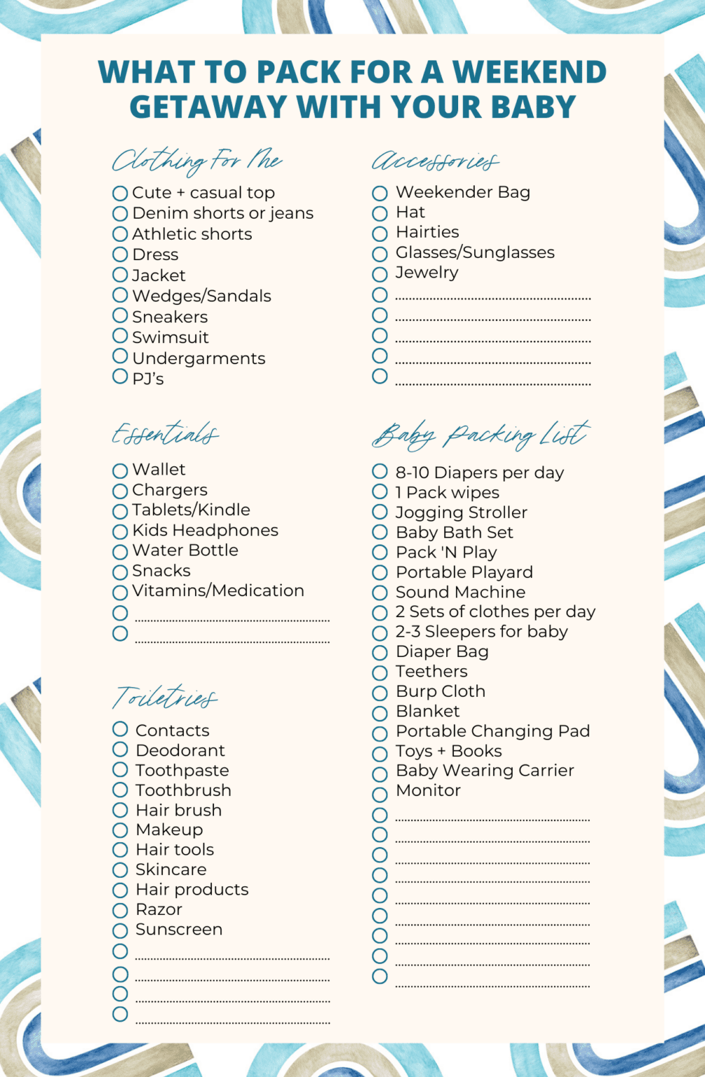 What to Pack for a Weekend Getaway with your Baby + Free Packing List ...